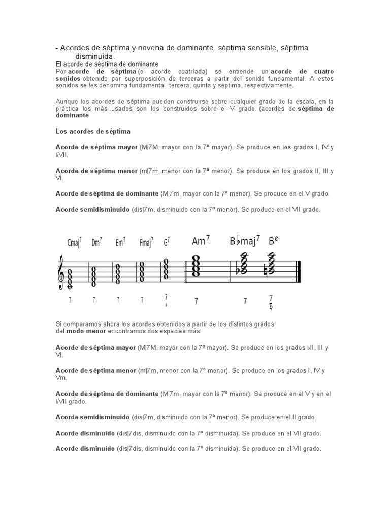 ACORDES DE SEPTIMA Y NOVENA DE DOMINANTEAcordes de Séptima y Novena de ...