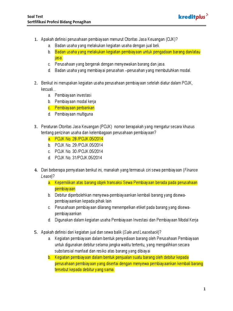 Soal Test Sertifikasi Collection-Evaluasi (Kunci Jawaban + Penambahan ...