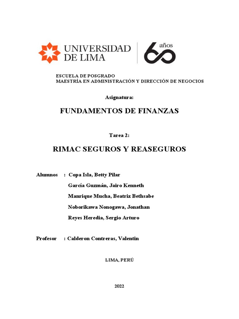 Caso Rimac | PDF | Seguro | Reaseguro