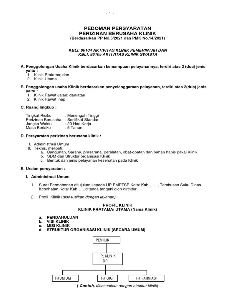 Panduan Perizinan Klinik Pratama | PDF | Sains & Matematika | Pengembangan Diri