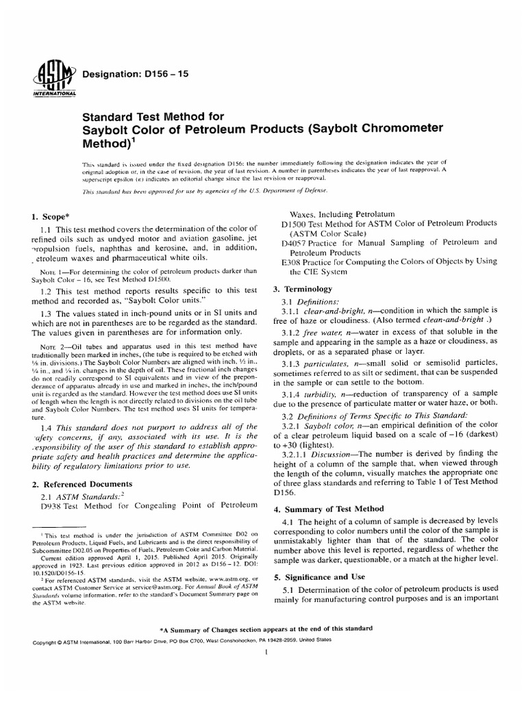 Astm D156-15 | PDF