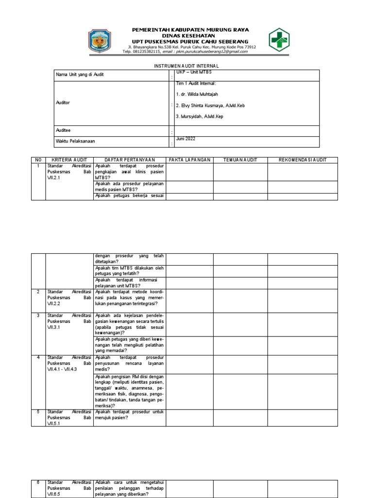 Instrumen Audit MTBS | PDF