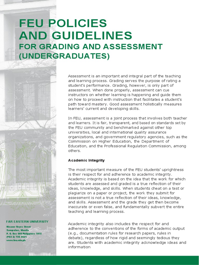 FEU Policies and Guidelines For Grading and Assessment | PDF ...