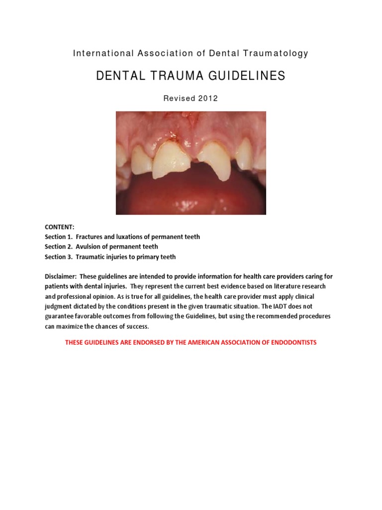 Dental Trauma Guidelines | PDF | Tooth Enamel | Dentistry