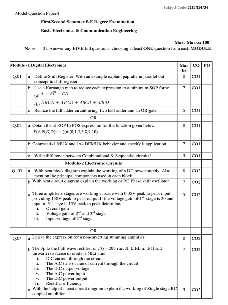 Basic Electronics & Communication Exam Paper | PDF | Internet Of Things ...