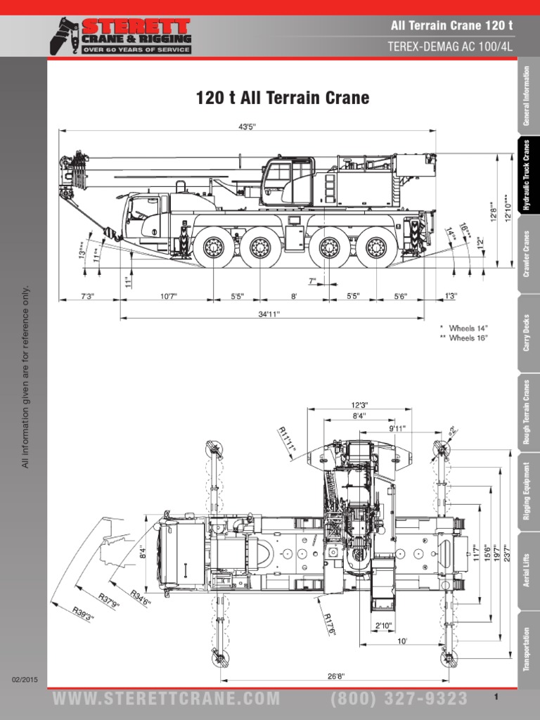 TEREX-DEMAG AC 100/4L Crane Specs | PDF | Crane (Machine) | Machines