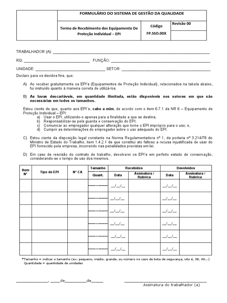Epi Termo Recebimento | PDF | Business