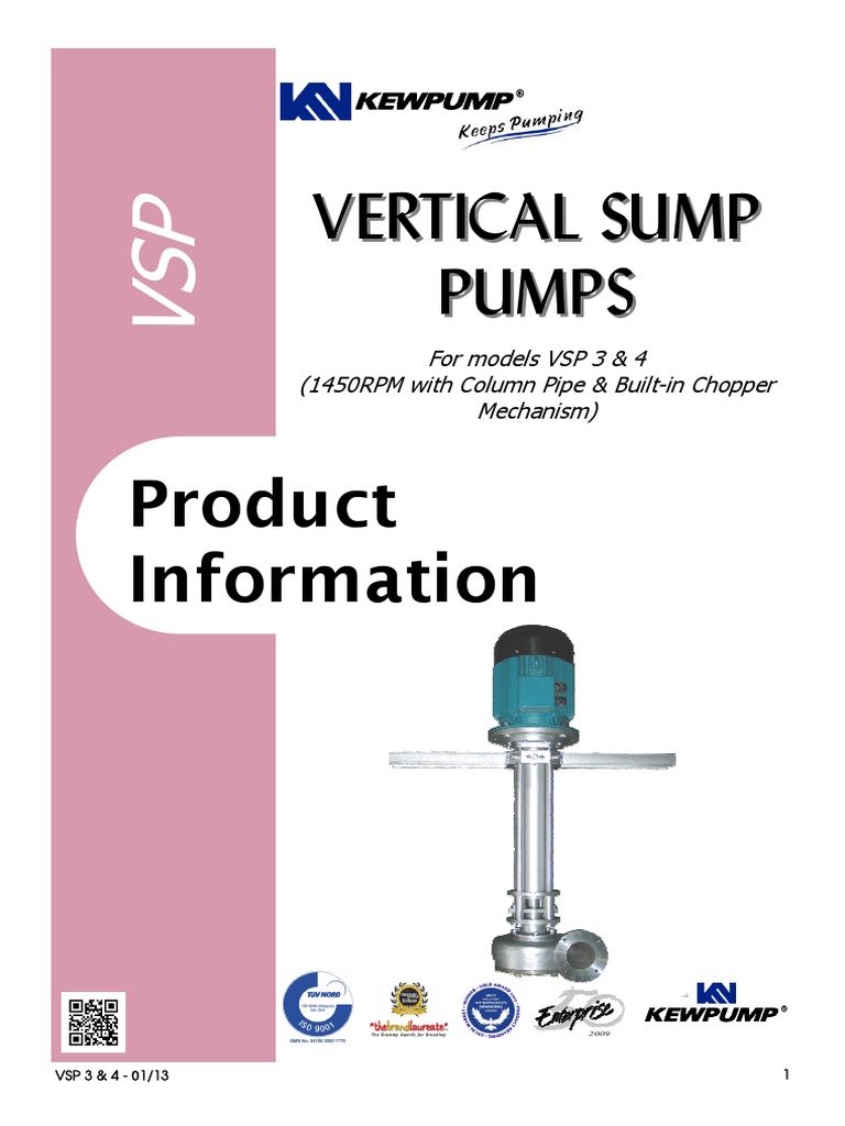 VSP 3 & 4, 1450rpm With Column Pipe Catalog | PDF | Pump | Bearing ...
