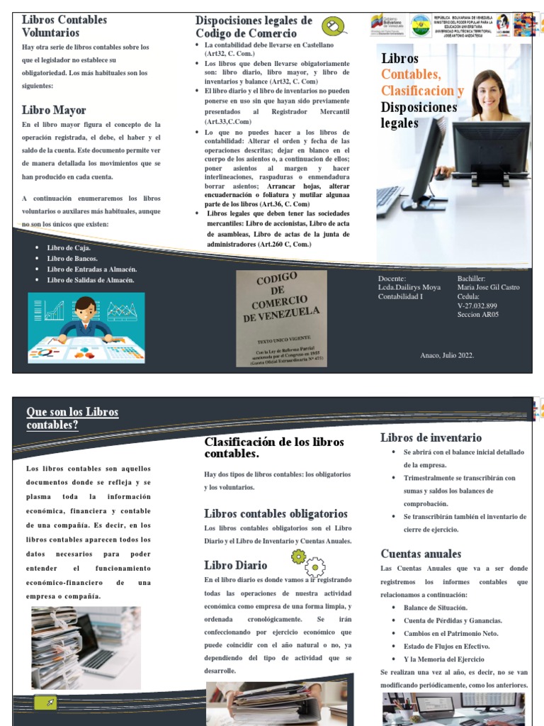 Triptico Libros Contables | PDF | Contabilidad | Estado financiero