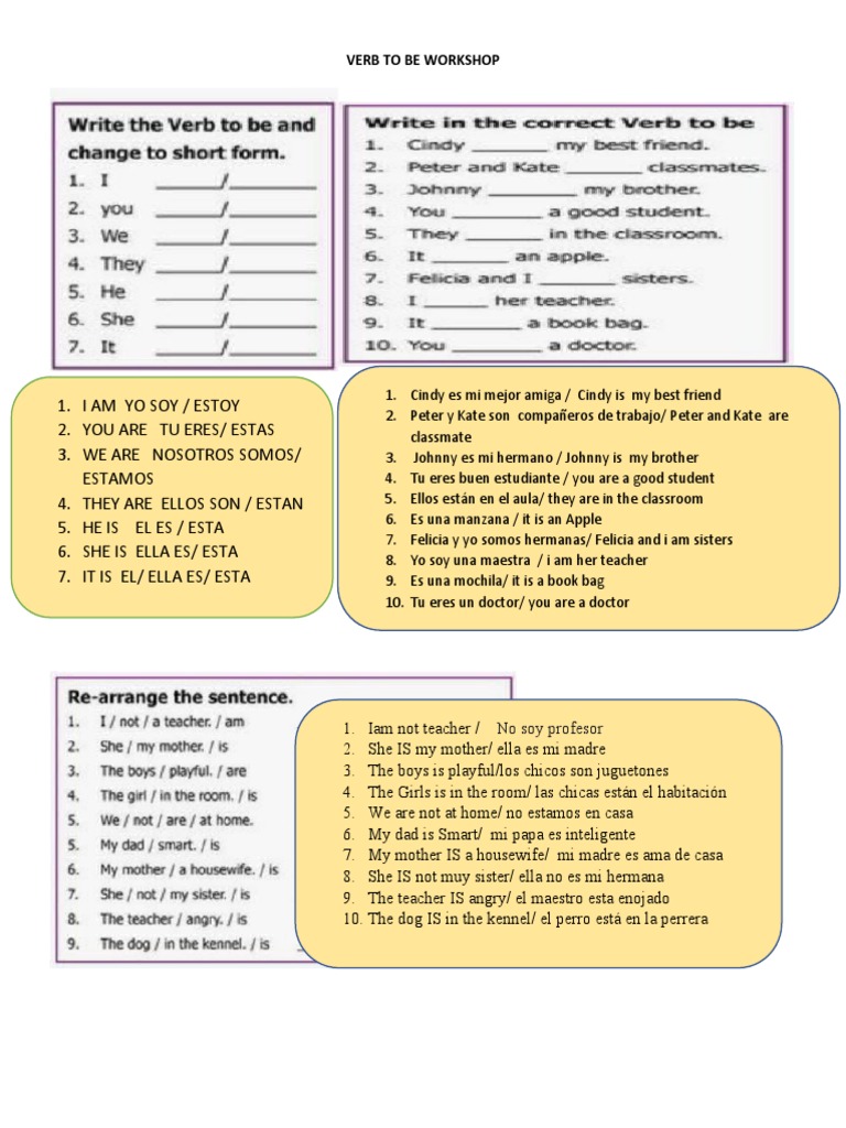 Verb To Be Workshop | PDF