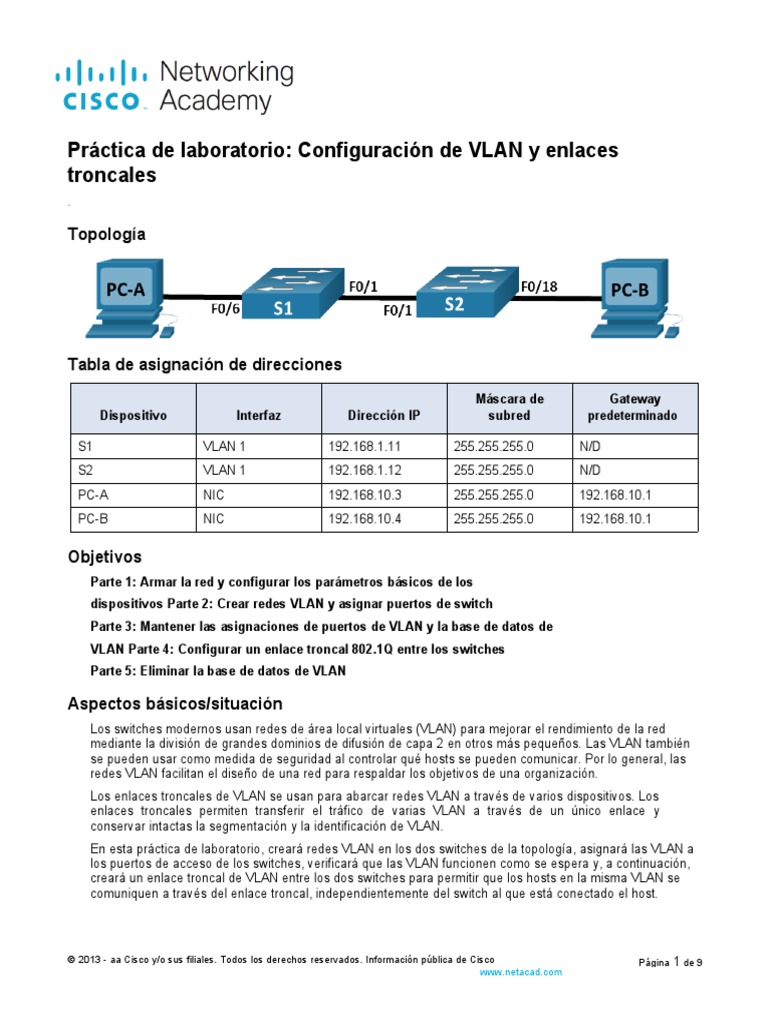 3.4.6-Lab - Configure-Vlans-And-Trunking - es-XL | PDF | Protocolos de capa de red | Redes de ...