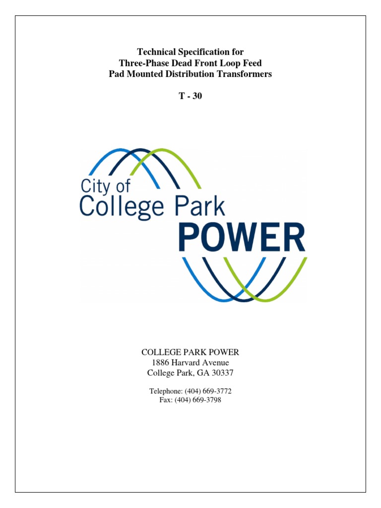 Technical Specification For Three-Phase Dead Front Loop Feed Pad ...