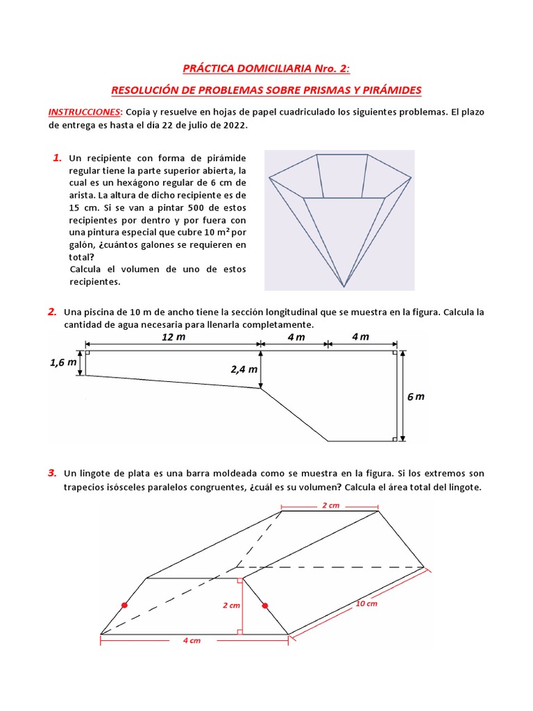 PRÁCTICA DOMICILIARIA Nro 2 PRISMAS Y PIRÁMIDES | PDF