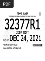 Texas Temporary License Plate Template | PDF | Motor Vehicle | Vehicles