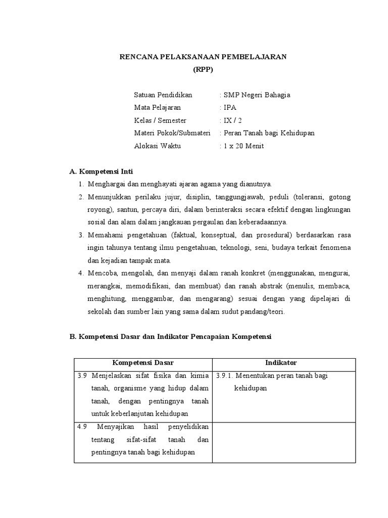 RPP Tanah | PDF | Karier & Perkembangan | Seni & Disiplin Bahasa