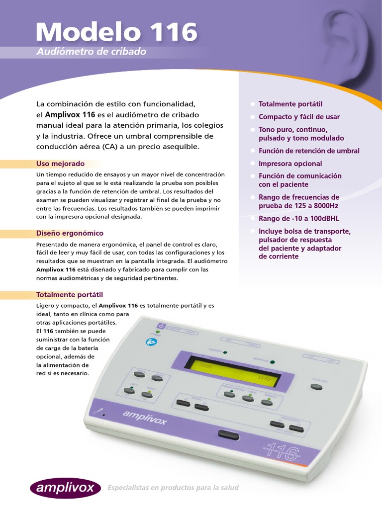 Amplivox 116 - Spanish - Especificaciones | PDF | Factores humanos y ...