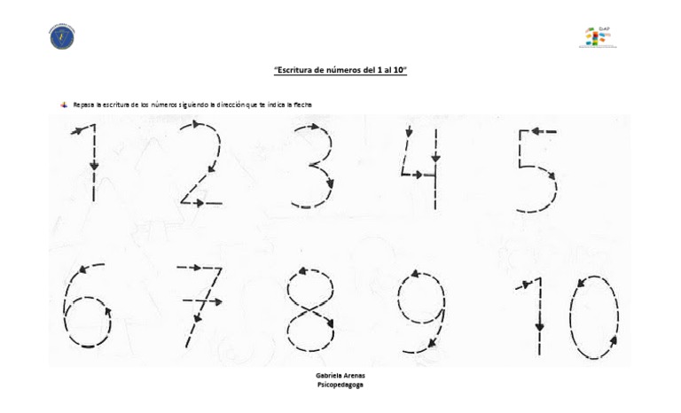 Escritura De Números Del 1 Al 10 Para Imprimir