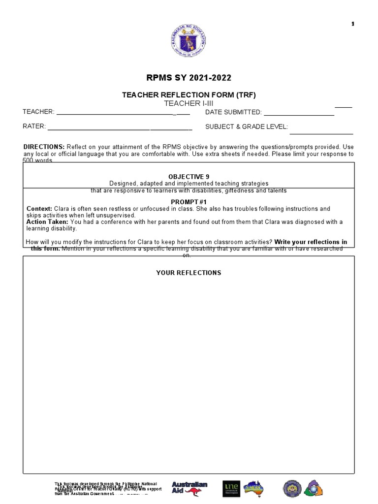 Appendix-4A-Teacher-Reflection-Form-for-T-I-III-for-RPMS-SY-2021-2022 ...