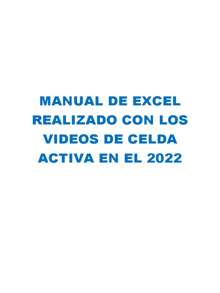 Manual de Excel | PDF | Microsoft Excel | Informática