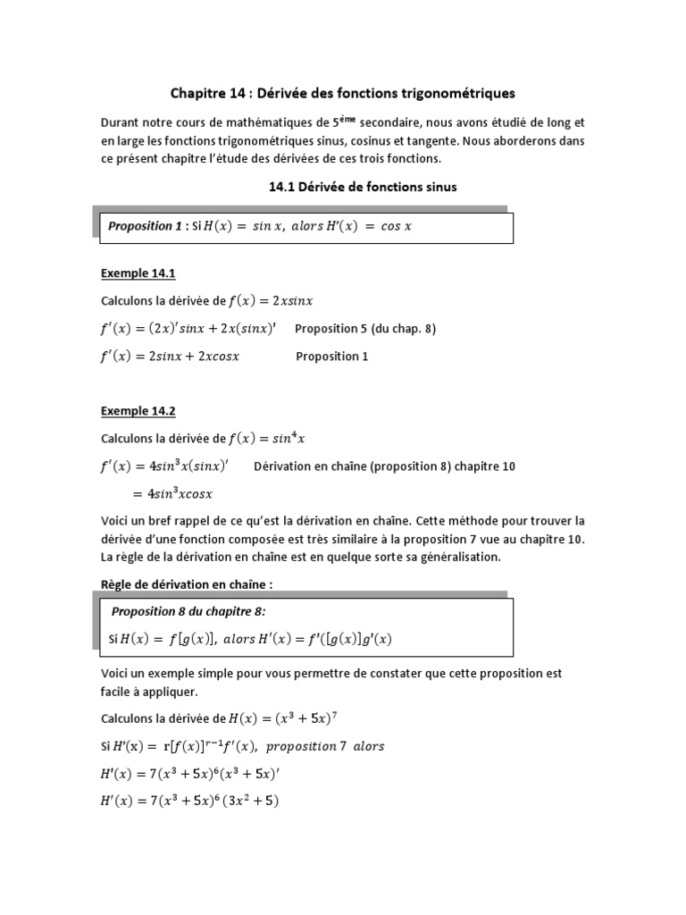 Chapitre 14 Et 15 | PDF | Fonction trigonométrique | Trigonométrie