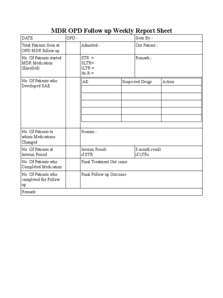 MDR OPD Follow Up Report Sheet | PDF