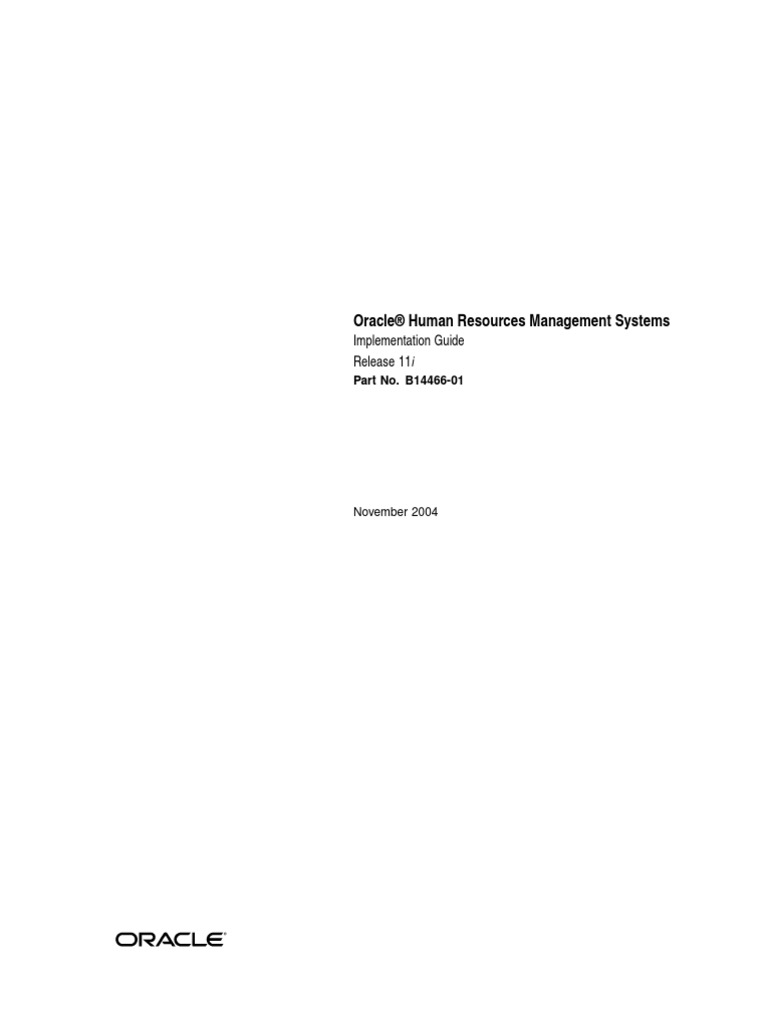 Oracle® Human Resources Management Systems: Implementation Guide ...