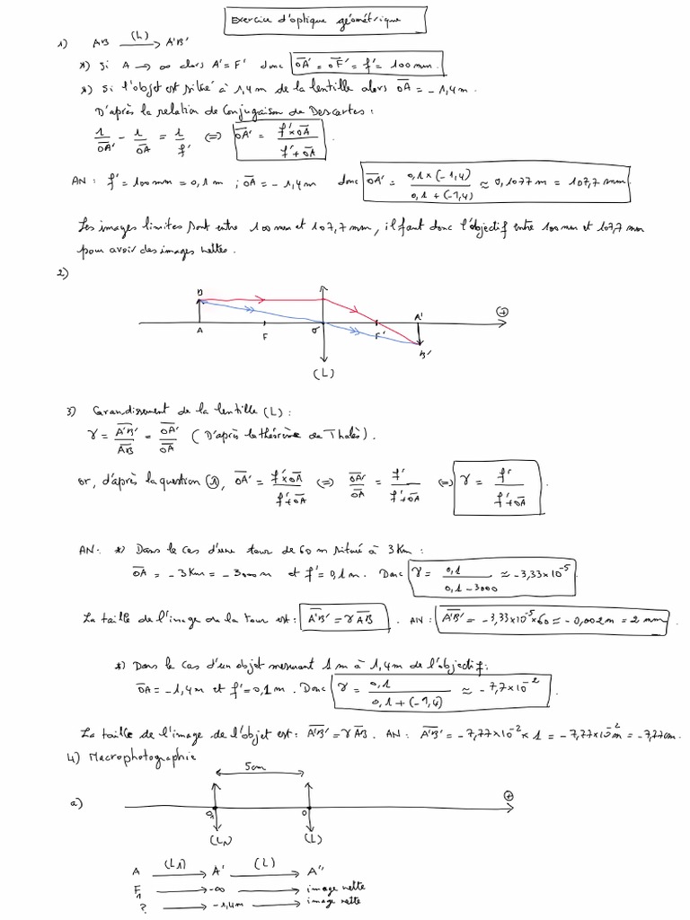 Exercice Optique | PDF