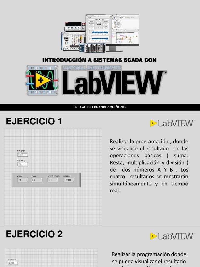 Sistemas Scada Con Labview Ejercicios Manual | PDF | Scada | Adquisición de datos