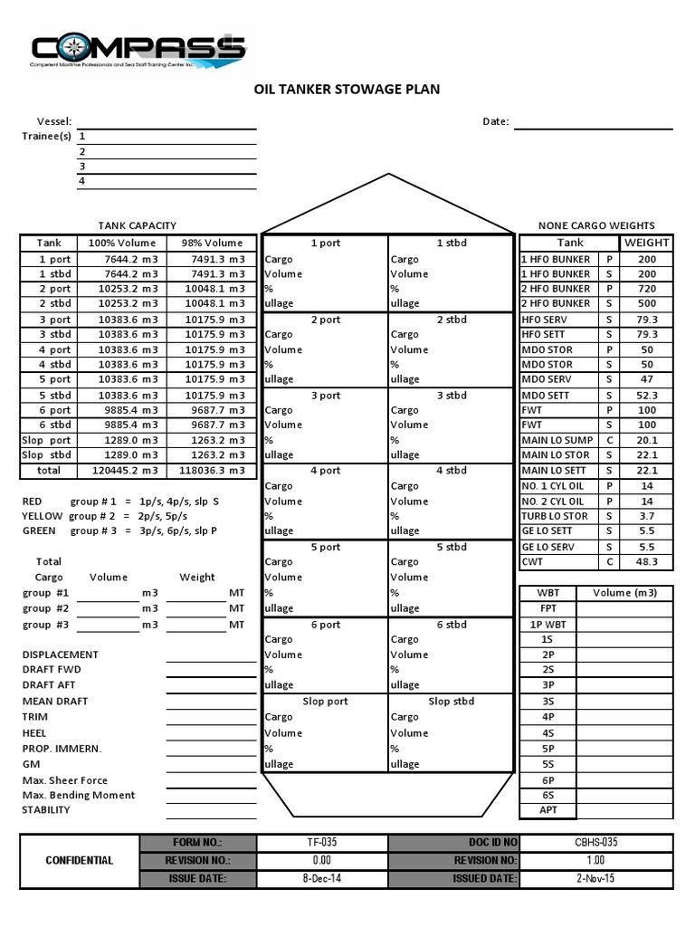 Oil Tanker Stowage Plan | PDF | Fuel Oil | Shipping