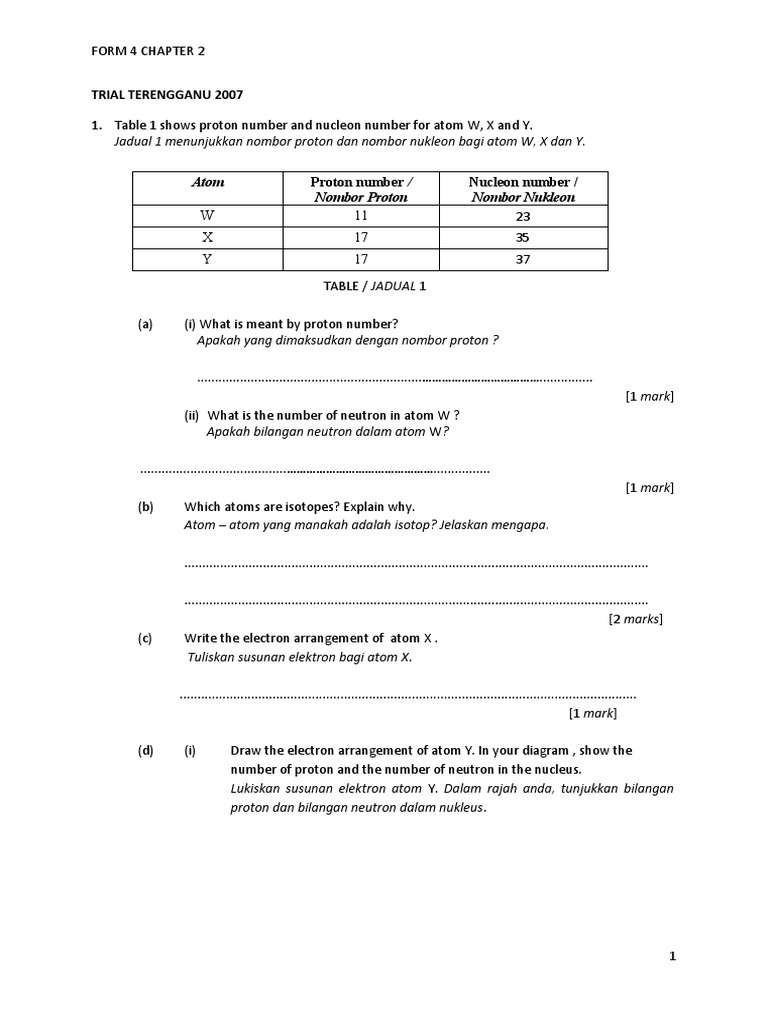 Form 4 Chapter 2 Paper 2 | PDF | Atoms | Chemical Compounds
