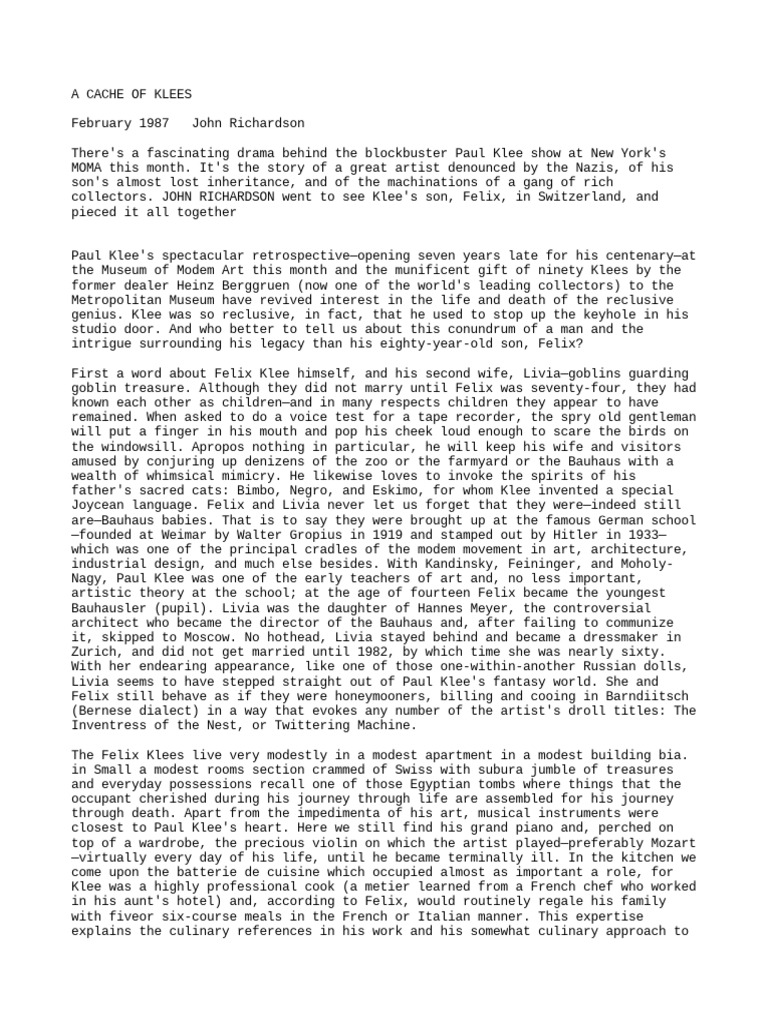 Artist, Paul Klee | PDF