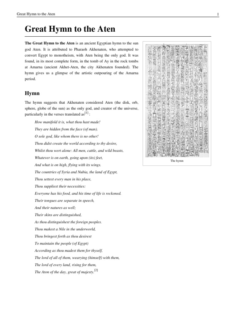 Great Hymn To The Aten | PDF | Akhenaten | Ancient Egypt