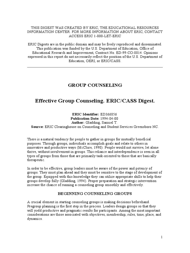 Procedure Group Counseling | PDF | Psychotherapy | School Counselor