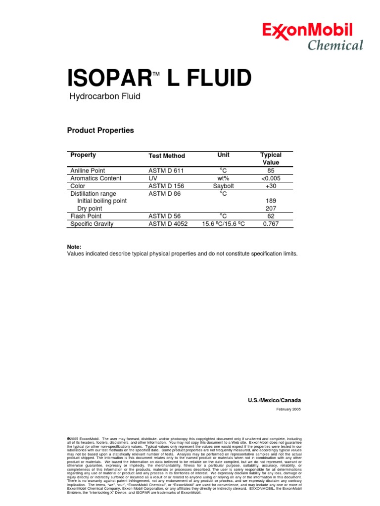 TDS Isopar L | PDF | Exxon Mobil | Information