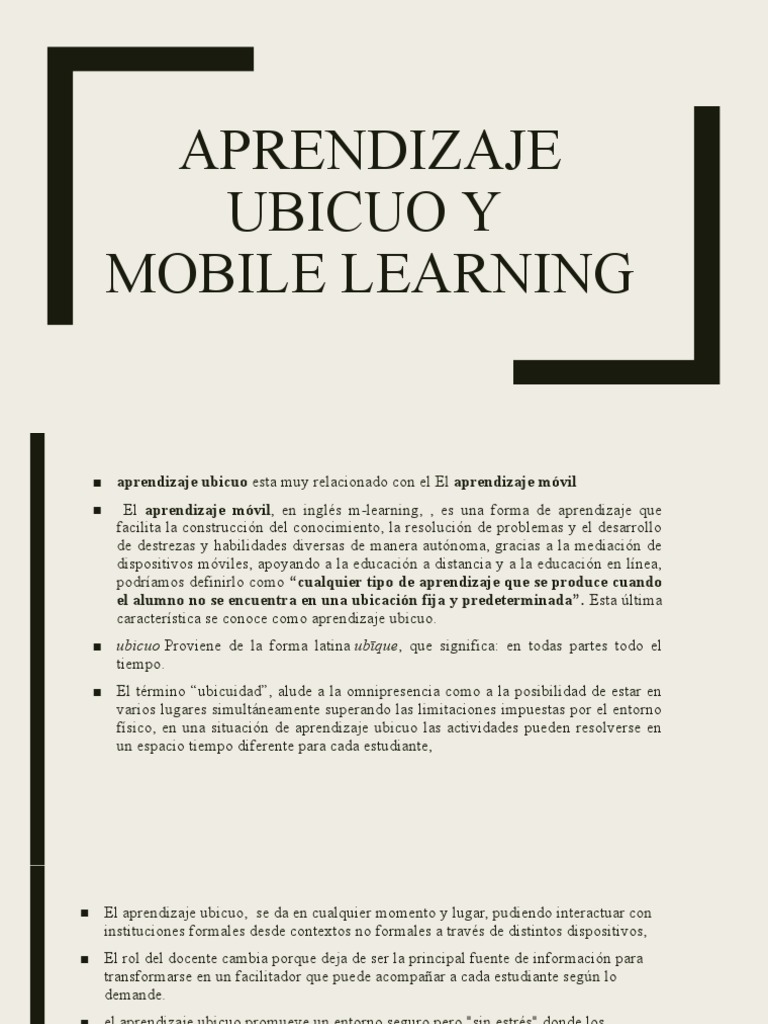 Aprendizaje Ubicuo y Mobile Learning | PDF