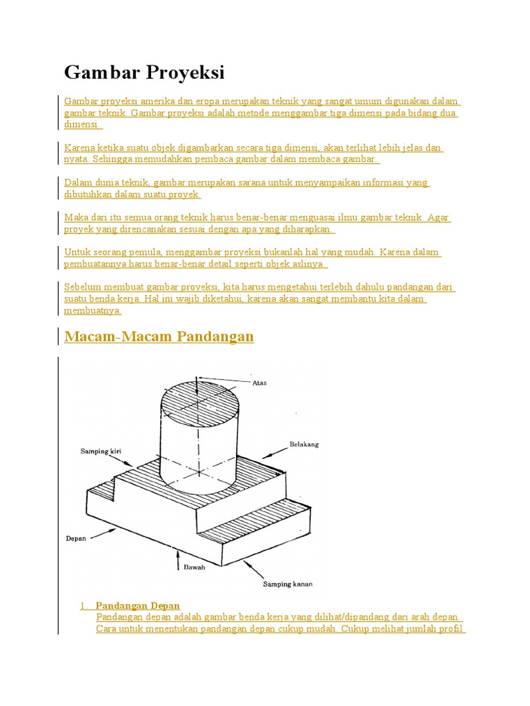 Proyeksi Gambar Teknik: Amerika vs Eropa | PDF | Seni