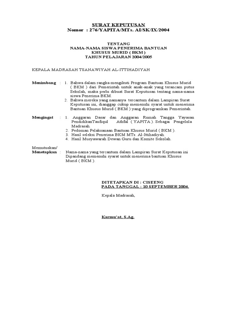 SK BKG BKM Dan SURAT KUASA | PDF