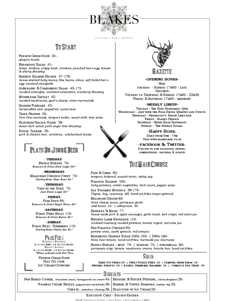 Blakes Menu Winter A3 | PDF | Grape Varieties | Viticulture