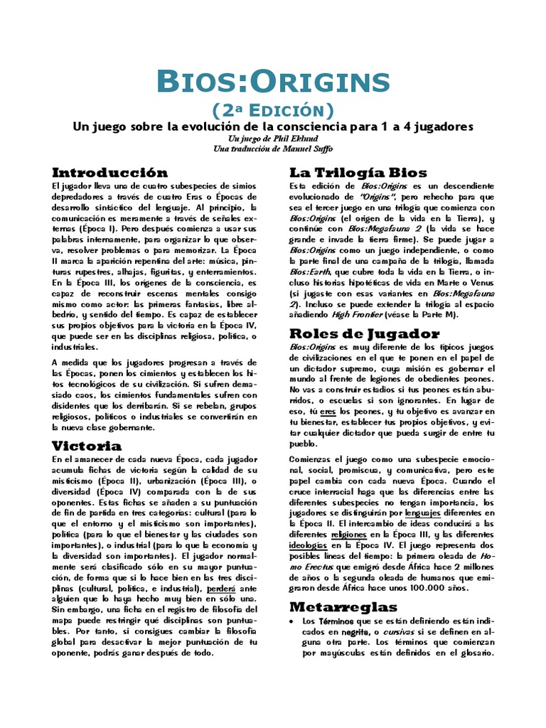 Bios - Origins Reglas (Trad) | PDF | Mar | Clima