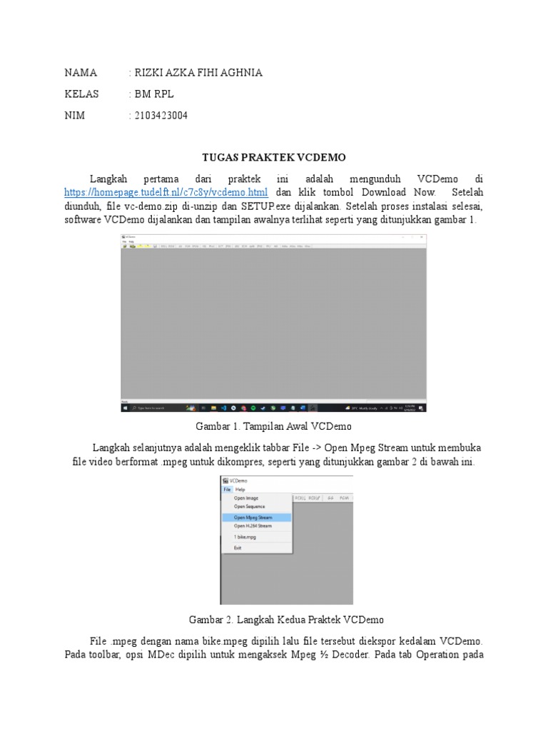 Rizki Azka Fihi Aghnia - Tugas Praktek Vcdemo - Teknik Kompresi Data | PDF