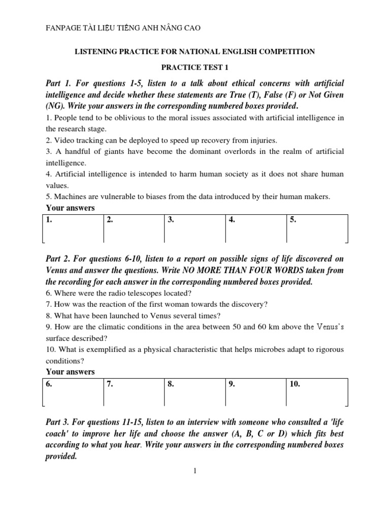 Listening Practice For National English Competition | PDF | Tourism ...