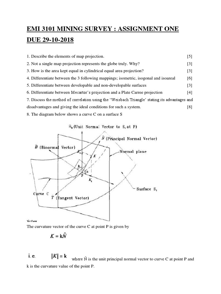 Mine Survey Ass 1 | PDF | Curvature | Surveying