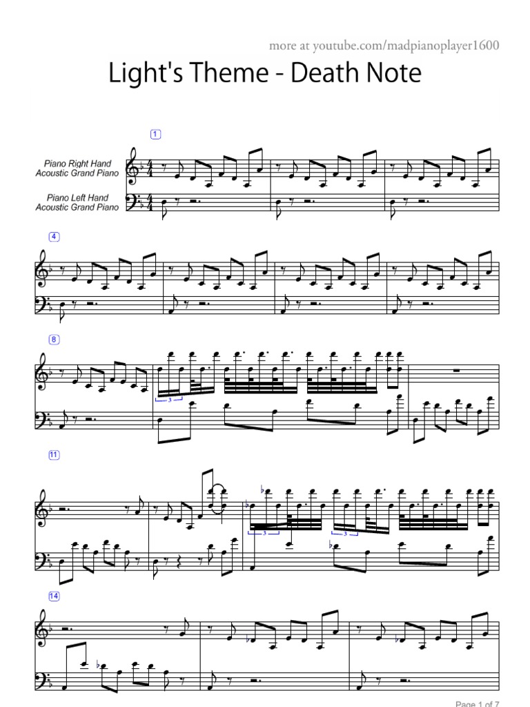 Light's Theme - Sheet Music