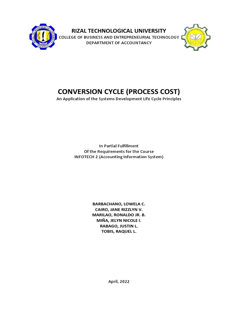 Conversion Cycle (Process Cost) : Rizal Technological University | PDF ...