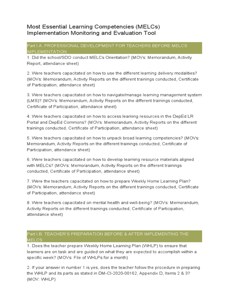 Most Essential Learning Competencies | PDF | Distance Education | Learning