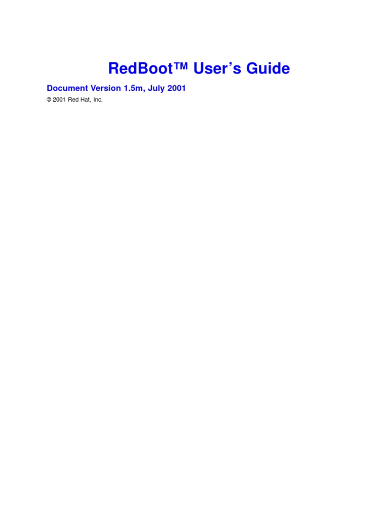Redboot™ User'S Guide: Document Version 1.5M, July 2001 | PDF | Booting ...
