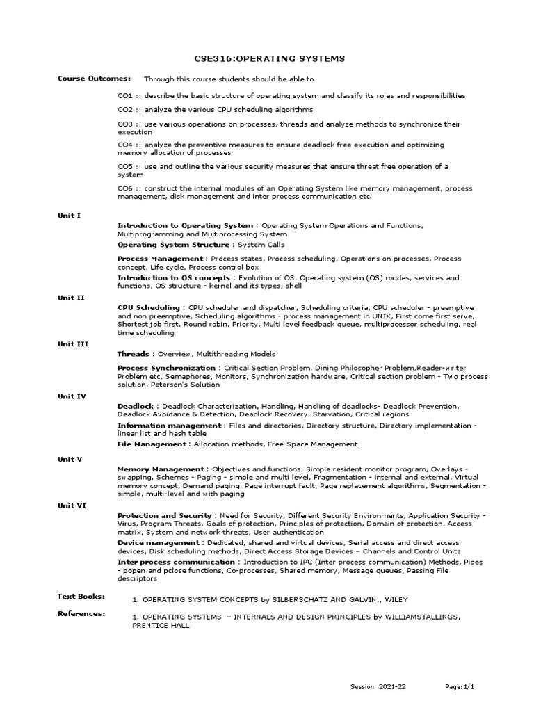 OS Syllabus | Descargar gratis PDF | Scheduling (Computing) | Process ... OS Syllabus | Descargar gratis PDF | Scheduling (Computing) | Process ...