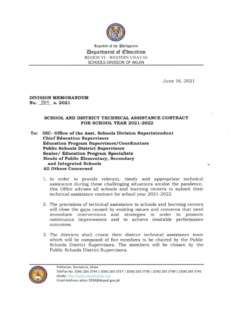 School and District Technical Assistance Contract 06182021160329 | PDF