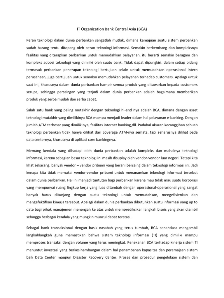 IT Organization Bank BCA | PDF