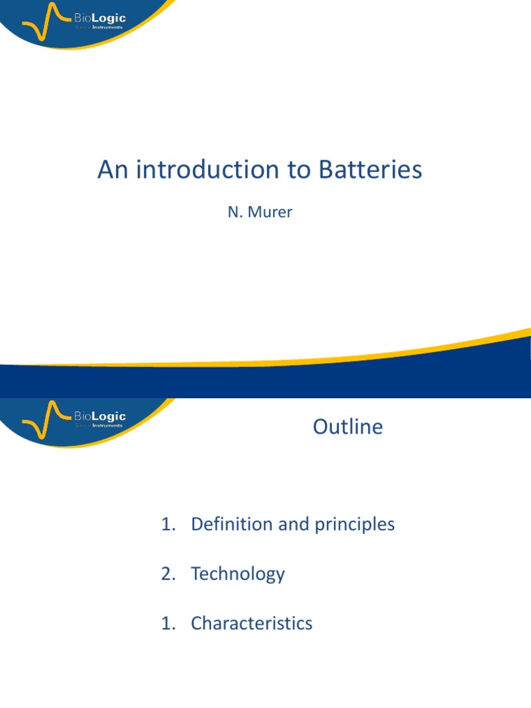 Introduction to Battery Technologies | PDF | Rechargeable Battery ...